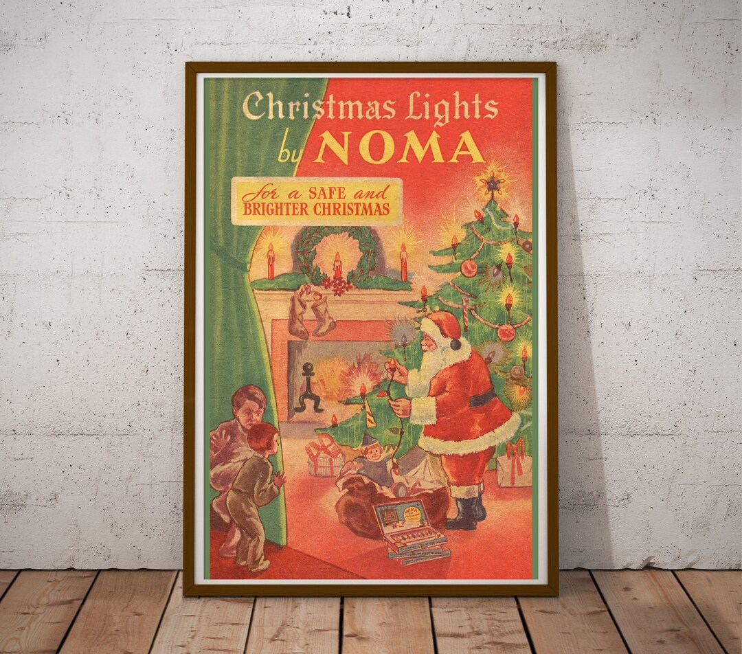 Vintage NOMA Christmas Lights Poster: Santa Claus, 1930s Xmas Decor - Etsy