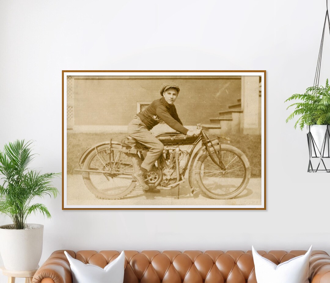 Vintage Motorcycle Print: Sepia-toned Biker Photo Poster - Etsy