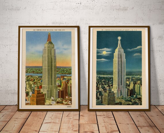 Empire State Building Night & Day POSTER SET up to 24 X 36 - Etsy