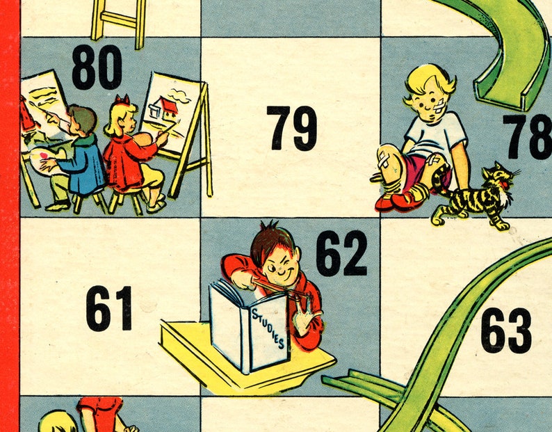 1943 Chutes & Ladders Game Board Poster: Vintage Kids Decor - Etsy