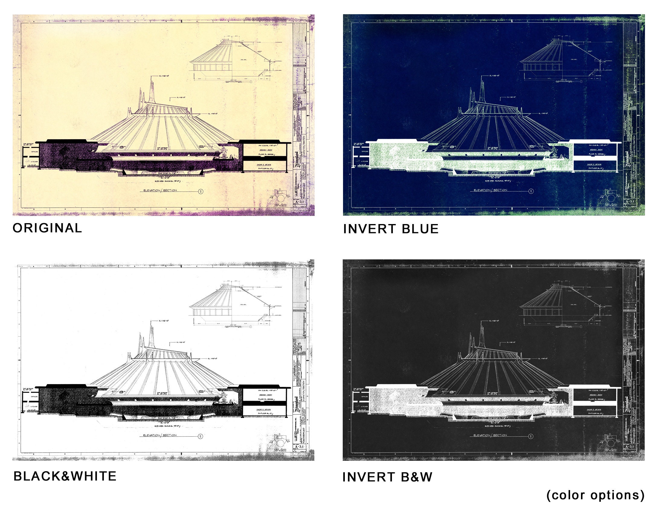 Space Mountain Blueprint POSTER 24 X 36 or - Etsy