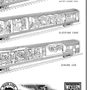1952 California Zephyr Train Cars POSTER! (up to Full-size 24" X 36 ...