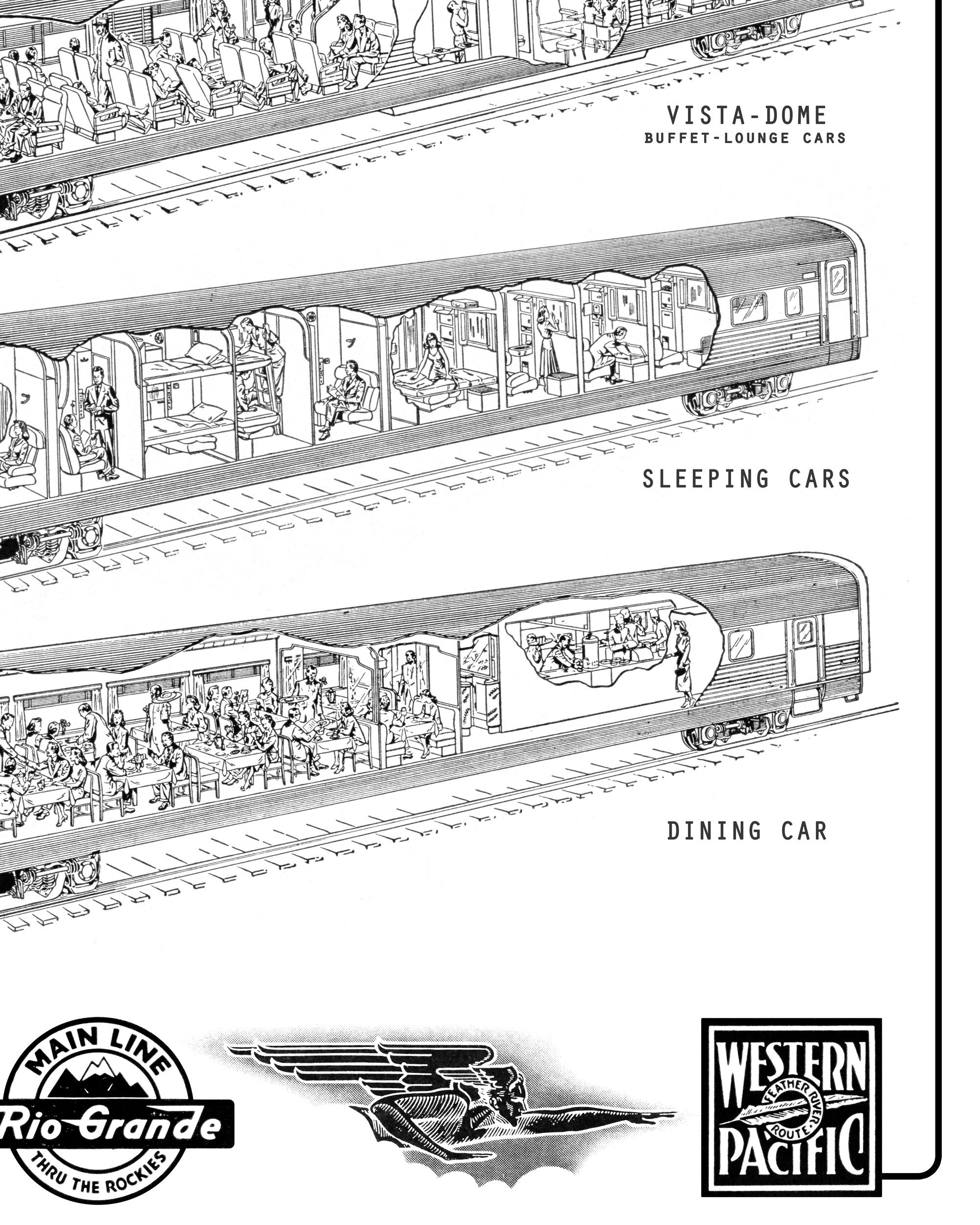 1952 California Zephyr Train Cars POSTER up to Full-size - Etsy