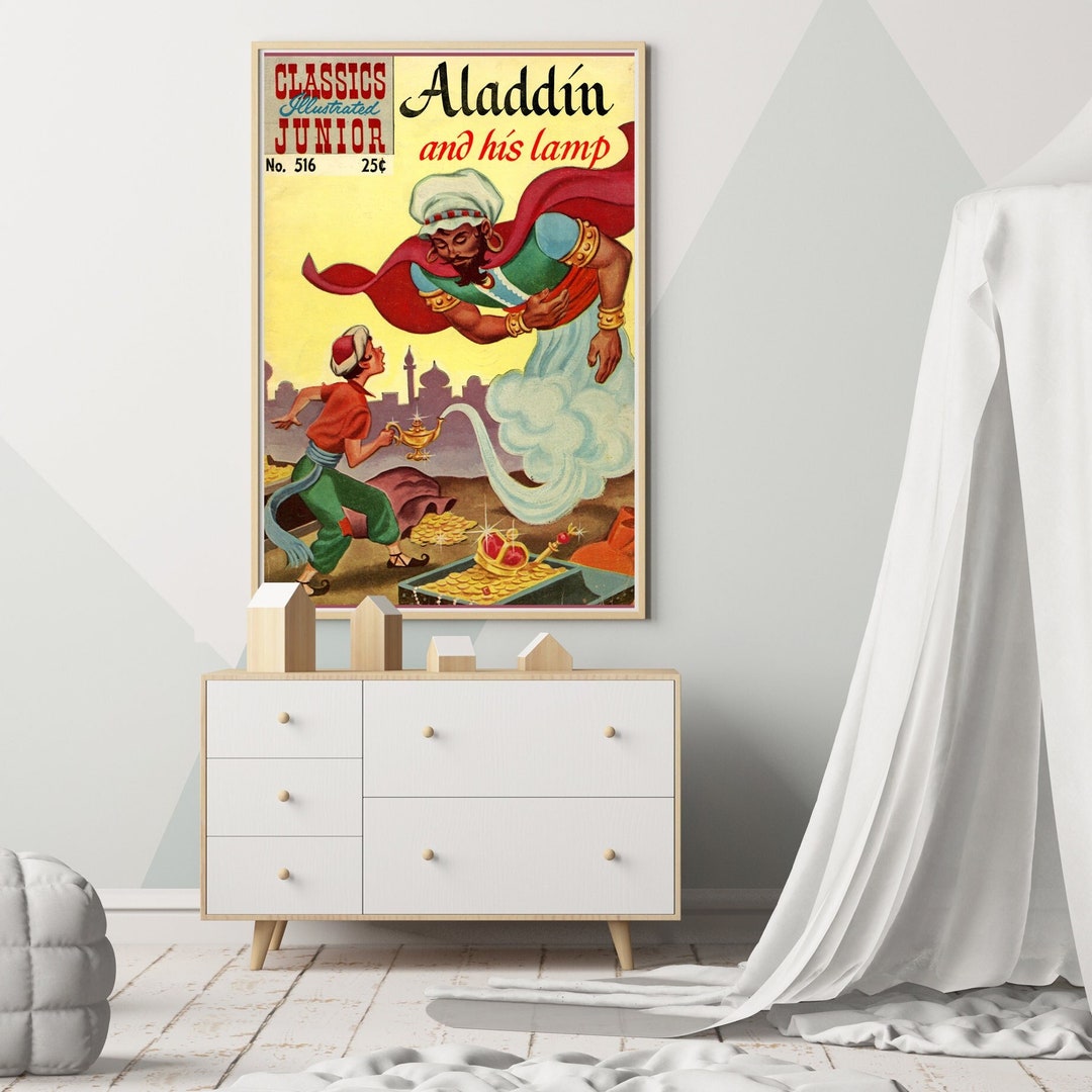 Aladdin Vintage Comic Book Cover Poster: Nursery Art Print - Etsy