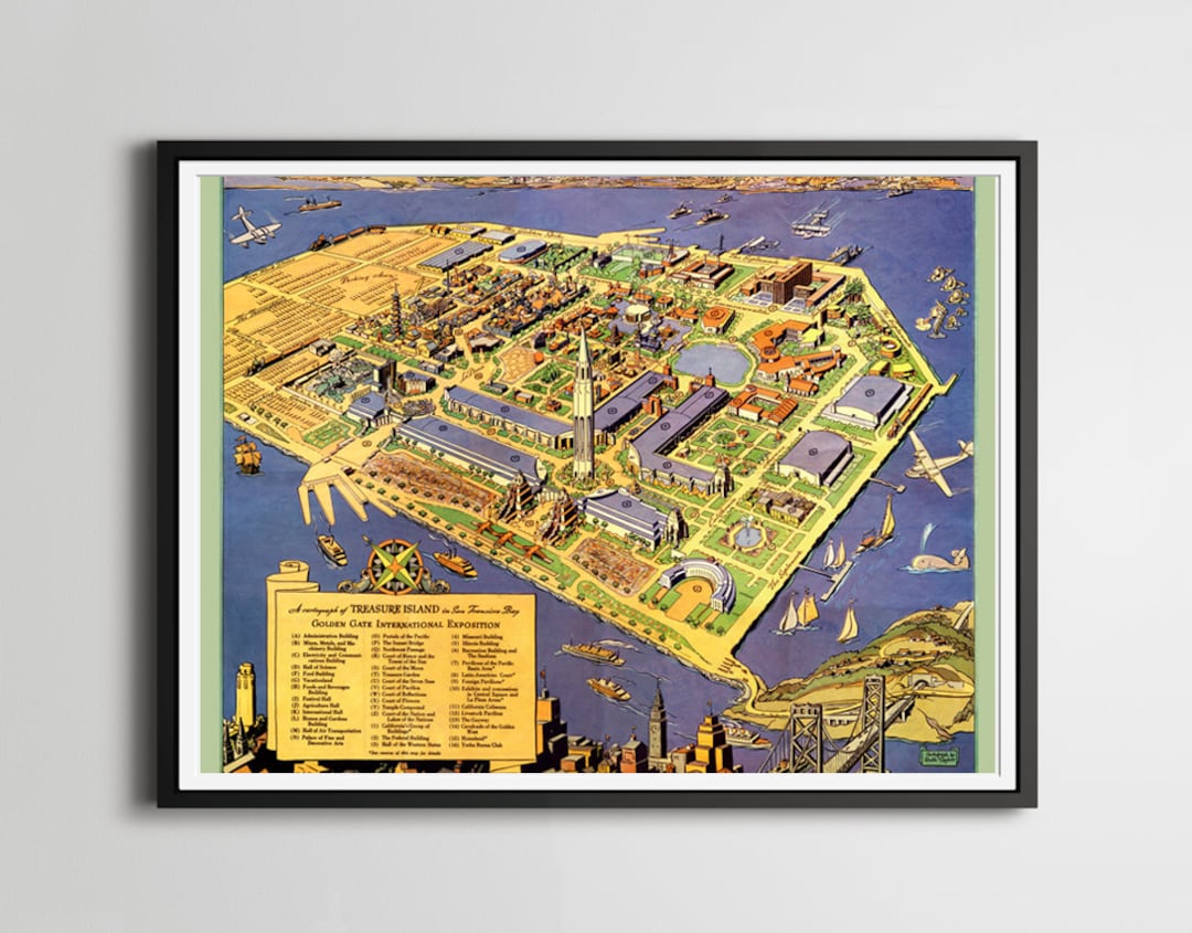 San Francisco World's Fair Map Poster: 1939 Golden Gate Exposition Art ...