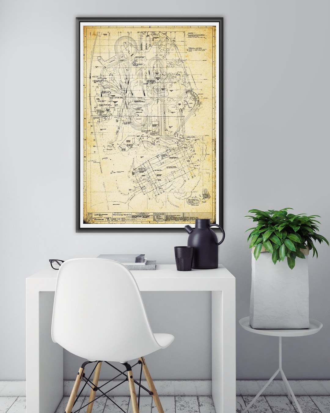 Thunder Mountain Blueprint Poster: Vintage Disneyland Frontierland Fan ...