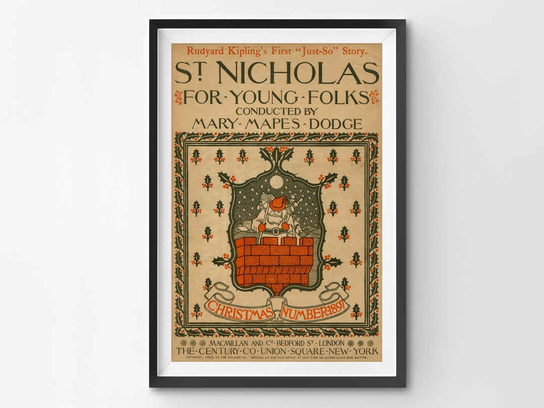 St. Nicholas Magazine Cover Poster: 1897 Santa Claus & Rudyard Kipling ...