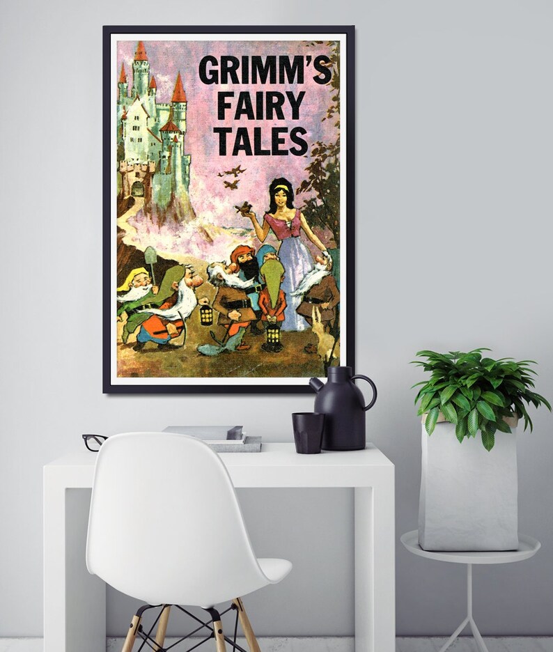 Snow White Vintage Book Cover Poster: Grimm's Fairy Tales Art Print - Etsy