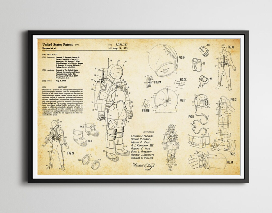 NASA 1968 Apollo Space Suit Patent Art POSTER! (up to 24 X 36 ...