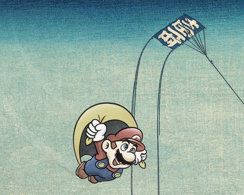 Cape Mario Hokusai Poster: Super Mario World Art Print - Etsy