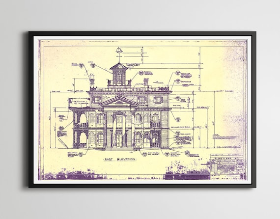 Vintage Haunted Mansion Blueprint POSTER up to 24 X - Etsy