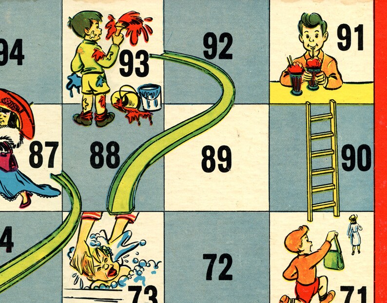 1943 Chutes & Ladders Game Board Poster: Vintage Kids Decor - Etsy