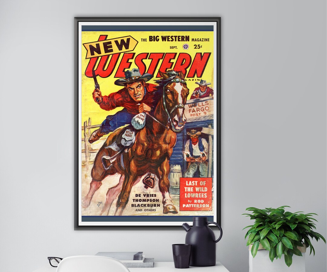 Vintage Western Pop Art POSTER! (up to 24" X 36") - 1948 - Wells Fargo ...
