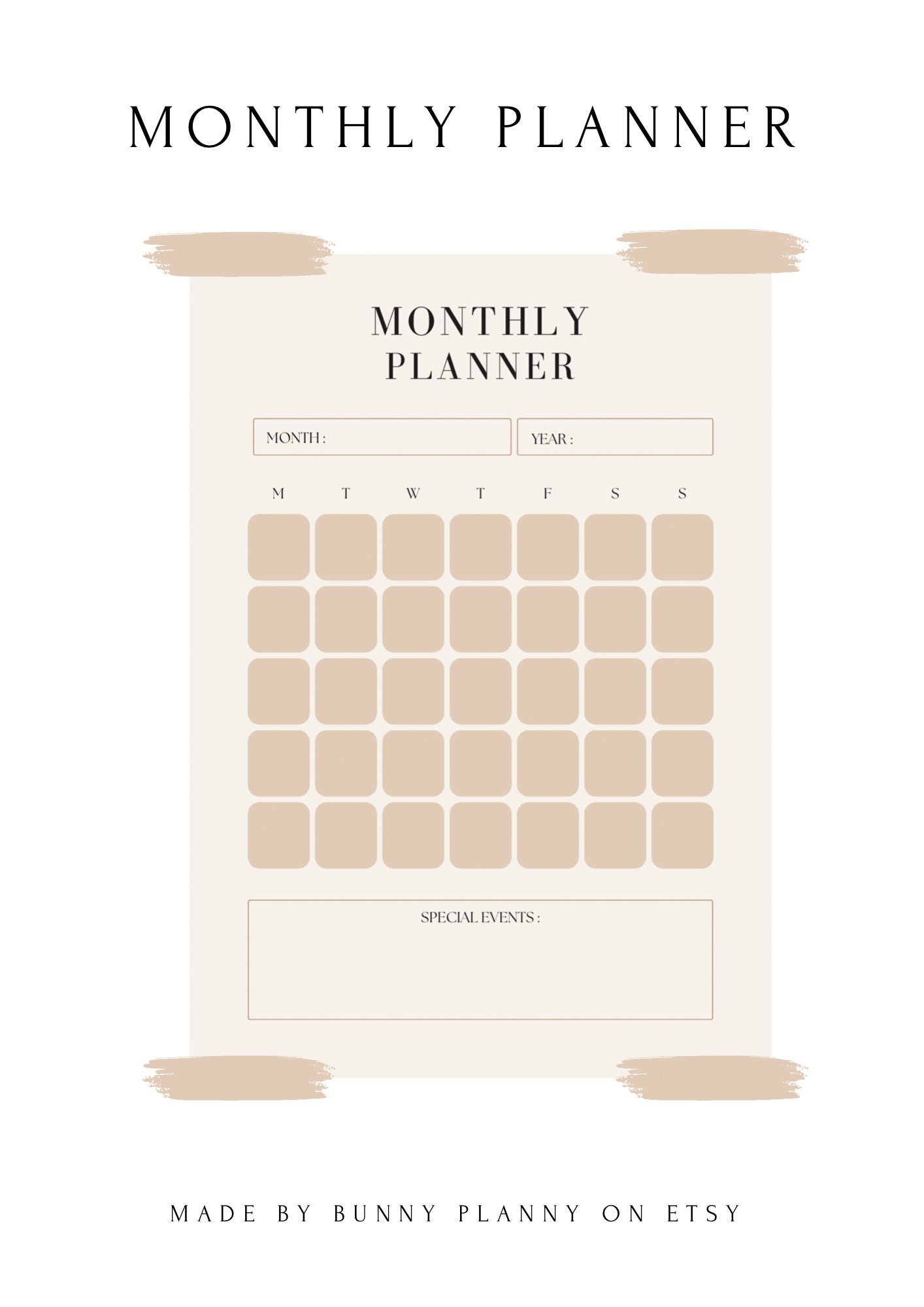 Monthly Planner, Printable Planner, Digital Planner, Goodnotes, Monthly ...