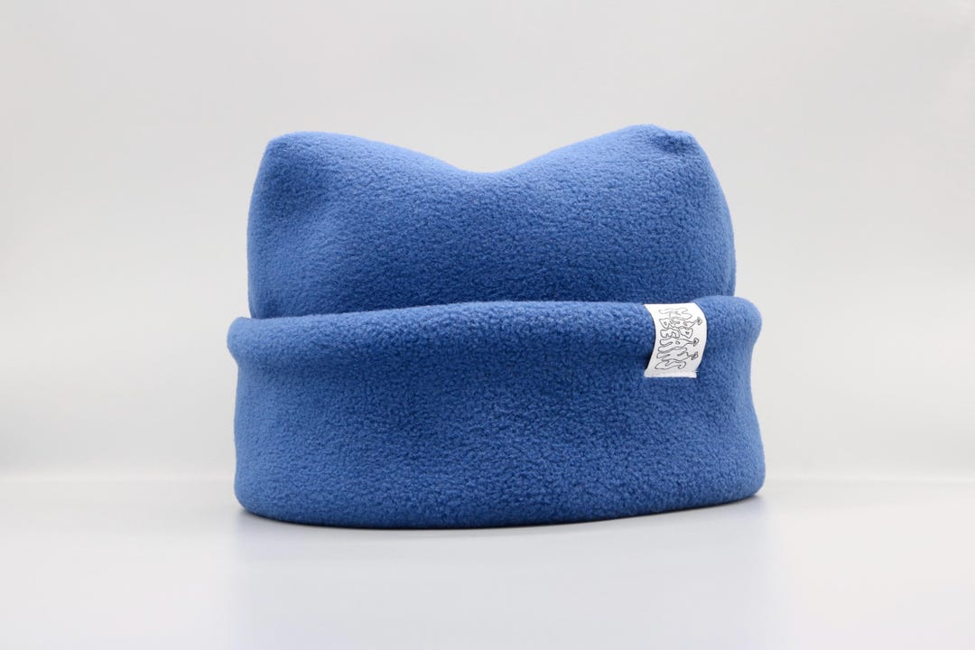 Navy Handmade Retro Fleece Four Point Beanie Cozy Funky Cuffed Winter ...
