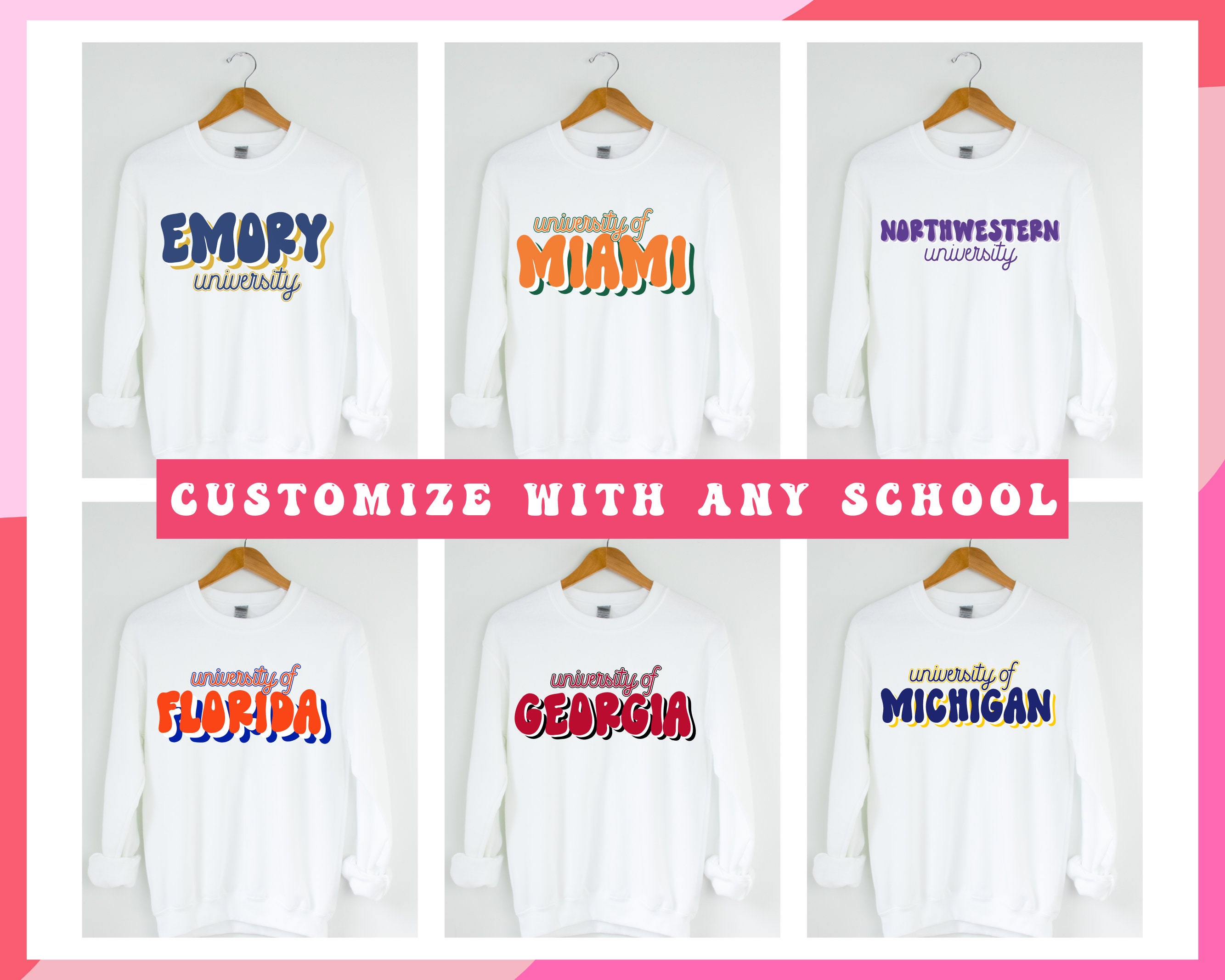 CUSTOM College Sweatshirt Crop Top Hoodie Crewneck Game Day Apparel ...