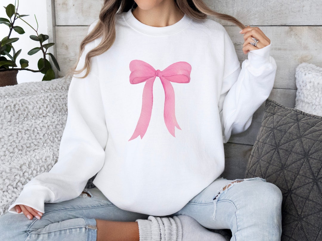 Pink Bow Sweatshirt, Coquette Girl Sweatshirt, Ballet Core, Cute ...