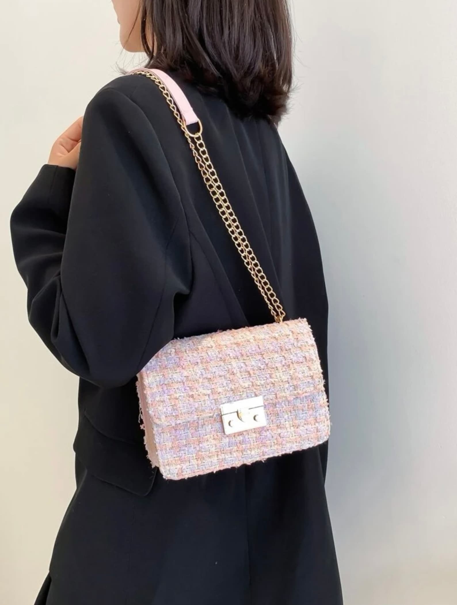 Mini Plaid Pattern Tweed Square Purse, Women Purse, Crossbody Bag, Mini ...