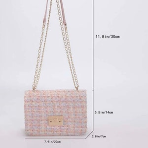 Mini Plaid Pattern Tweed Square Purse, Women Purse, Crossbody Bag, Mini ...
