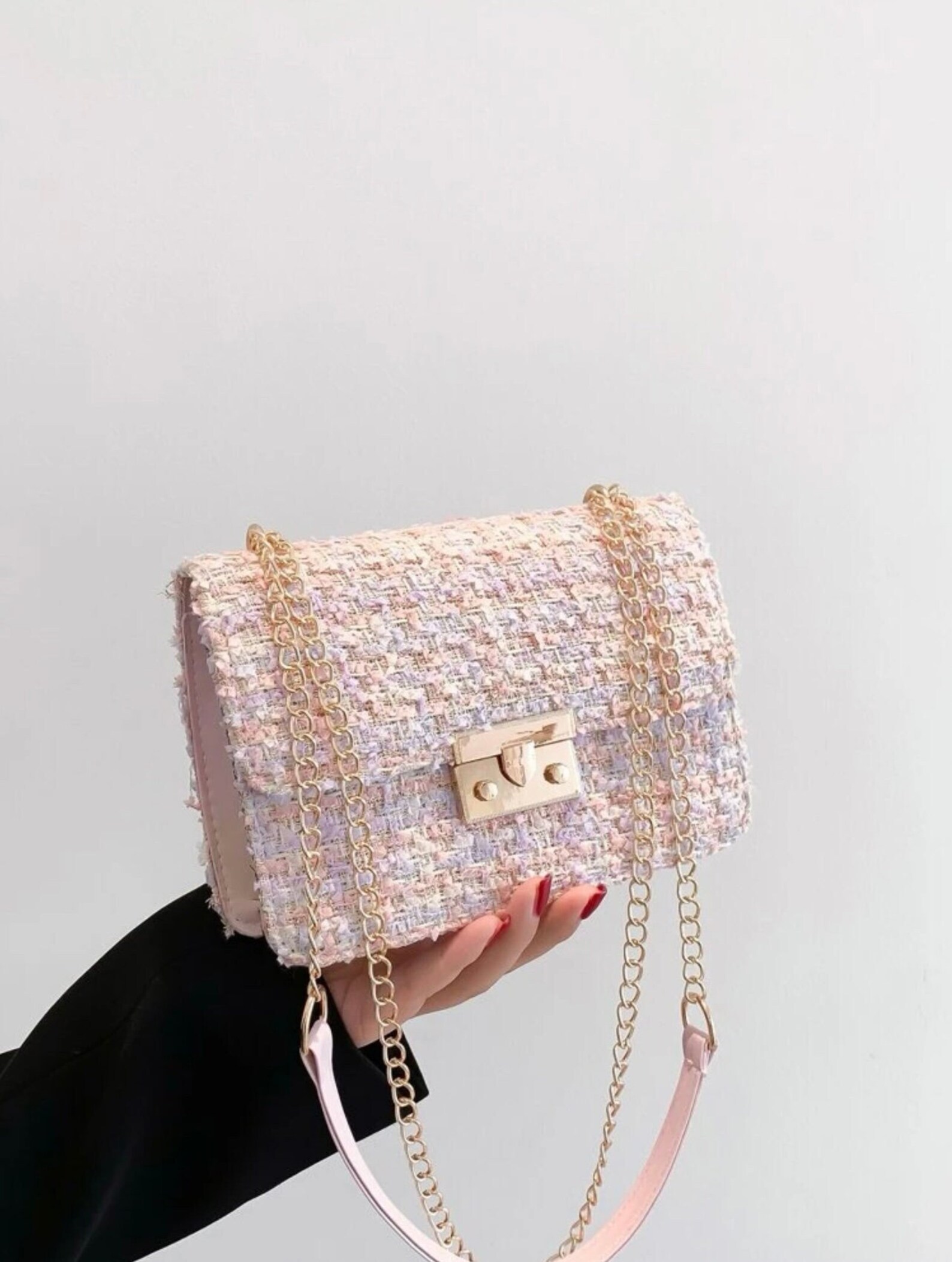 Mini Plaid Pattern Tweed Square Purse, Women Purse, Crossbody Bag, Mini ...