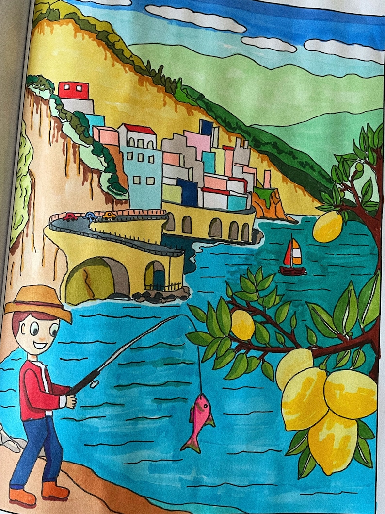 Around the World Coloring Page: Amalfi Coast - Etsy Australia