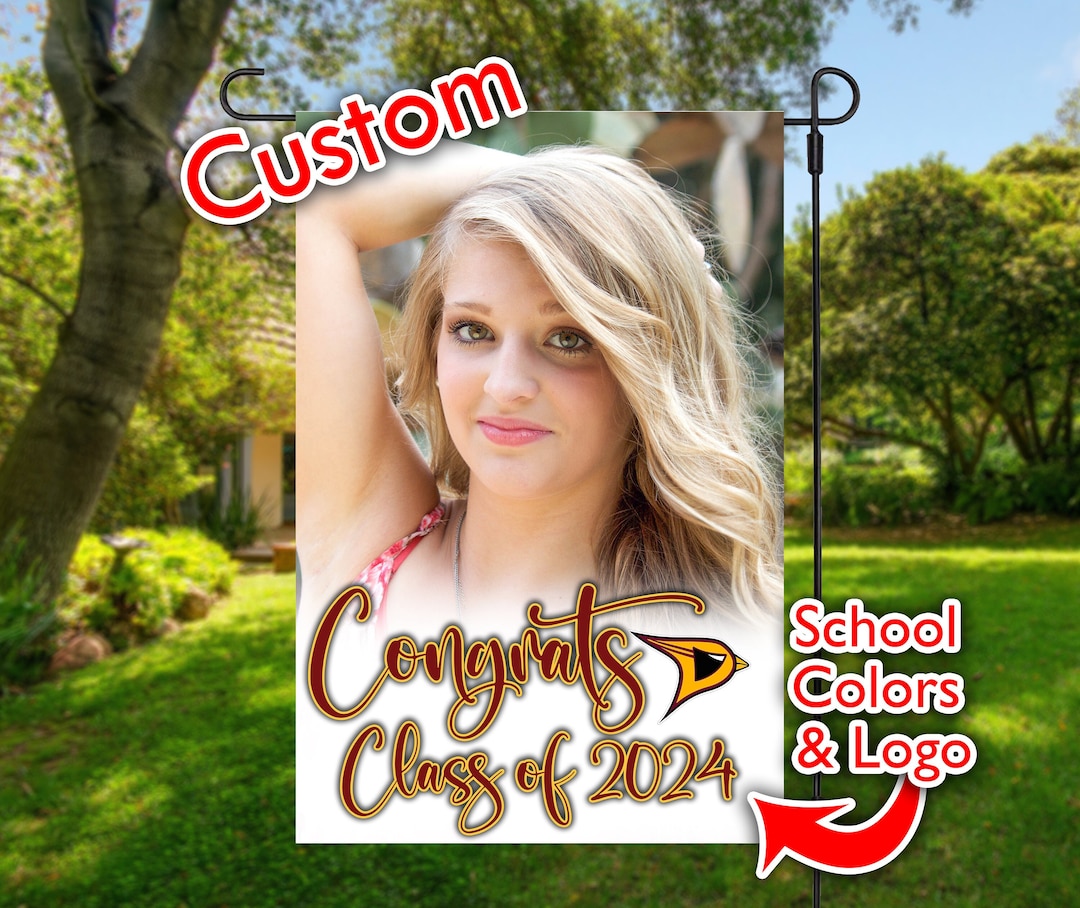 Custom Graduation Senior Flag, Graduate Photo Yard Sign, College Grad ...