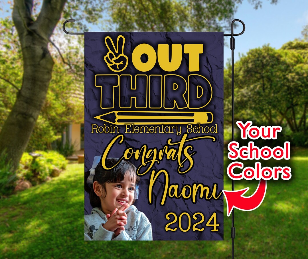 Custom 3rd Grade Graduation Flag, Graduate Photo Yard Sign School ...