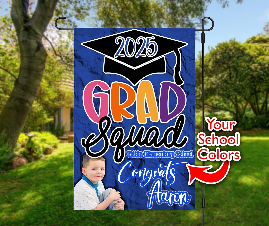 Custom Graduation Kindergarten Flag, Graduate Photo Yard Sign School ...