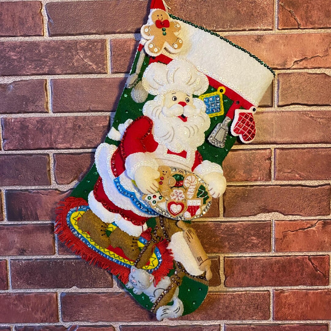 Baker Santa Christmas Stocking (hand Stitched!) - Etsy