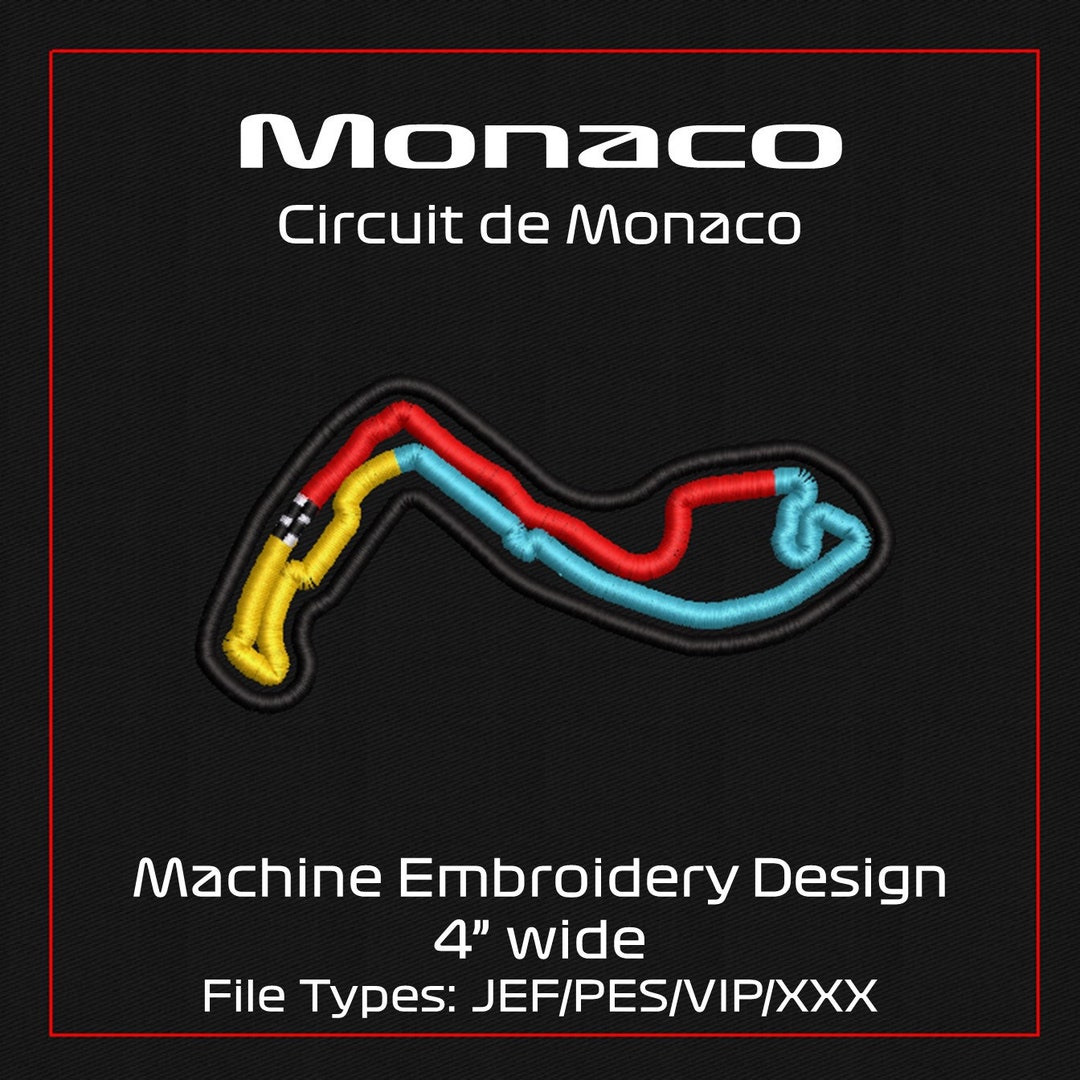 Machine Embroidery Design - Monaco Race Track Patch (4" Wide ...