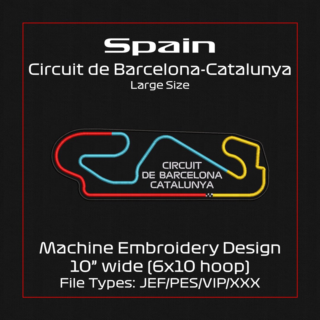 Machine Embroidery Design - Spain Race Track Patch (10" Wide) - 2 ...