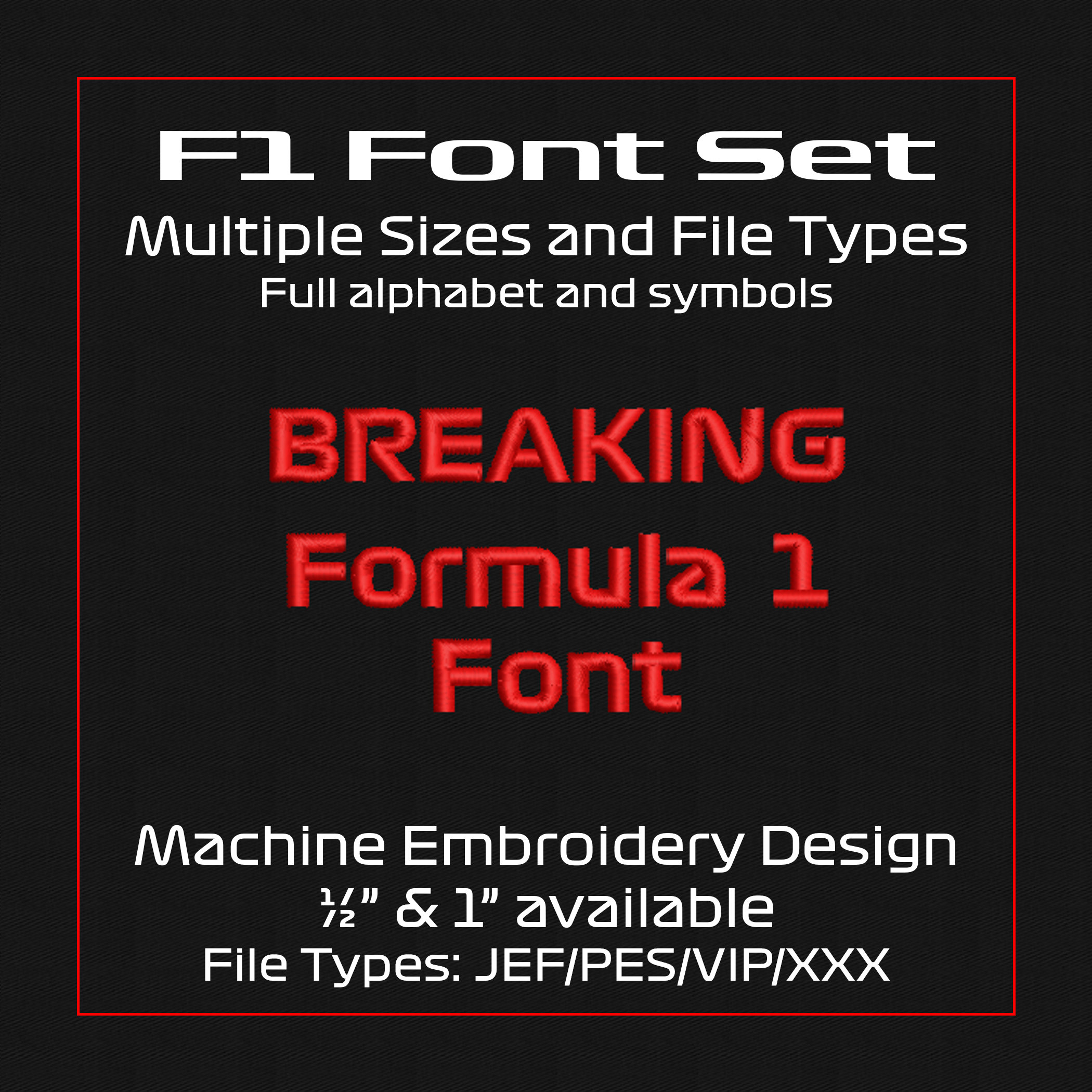 Machine Embroidery Design - F1 Font - 2 Sizes - Multiple File Types ...