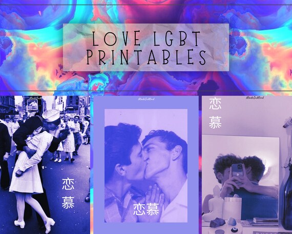 Set 3 Printables LOVE LGBT Wall Art LGBT Room madeinmind - Etsy