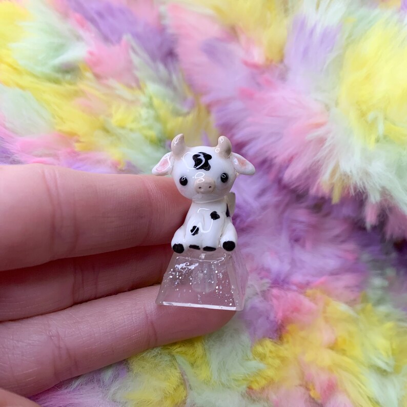 Cow Artisan Keycap Keyboard Decor Kawaii Cow Handmade Keycap Animal - Etsy