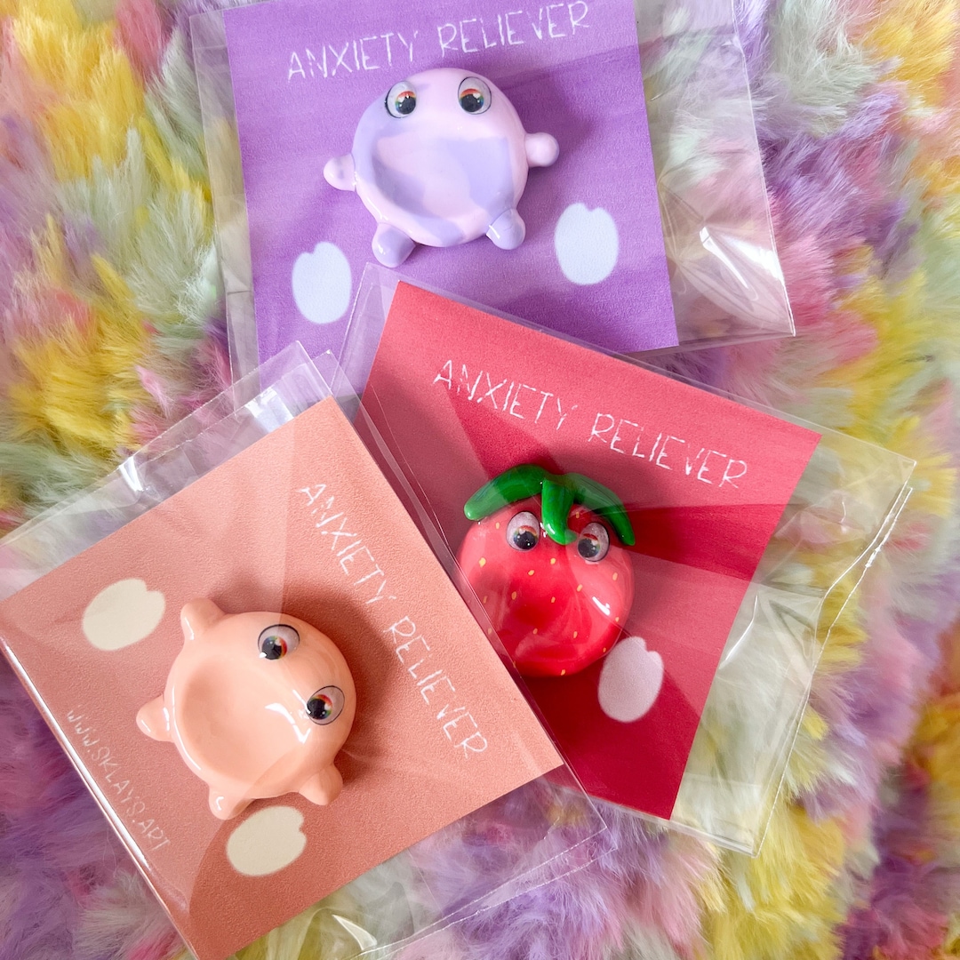 WORRY STONE - Handmade Kawaii Stones for Anxiety - Polymer Clay Worry ...