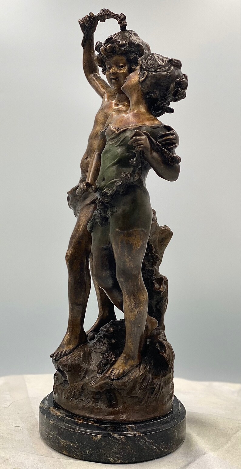 Auguste Moreau Authentic Antique Signed Cast Bronze 'young Lovers' With ...