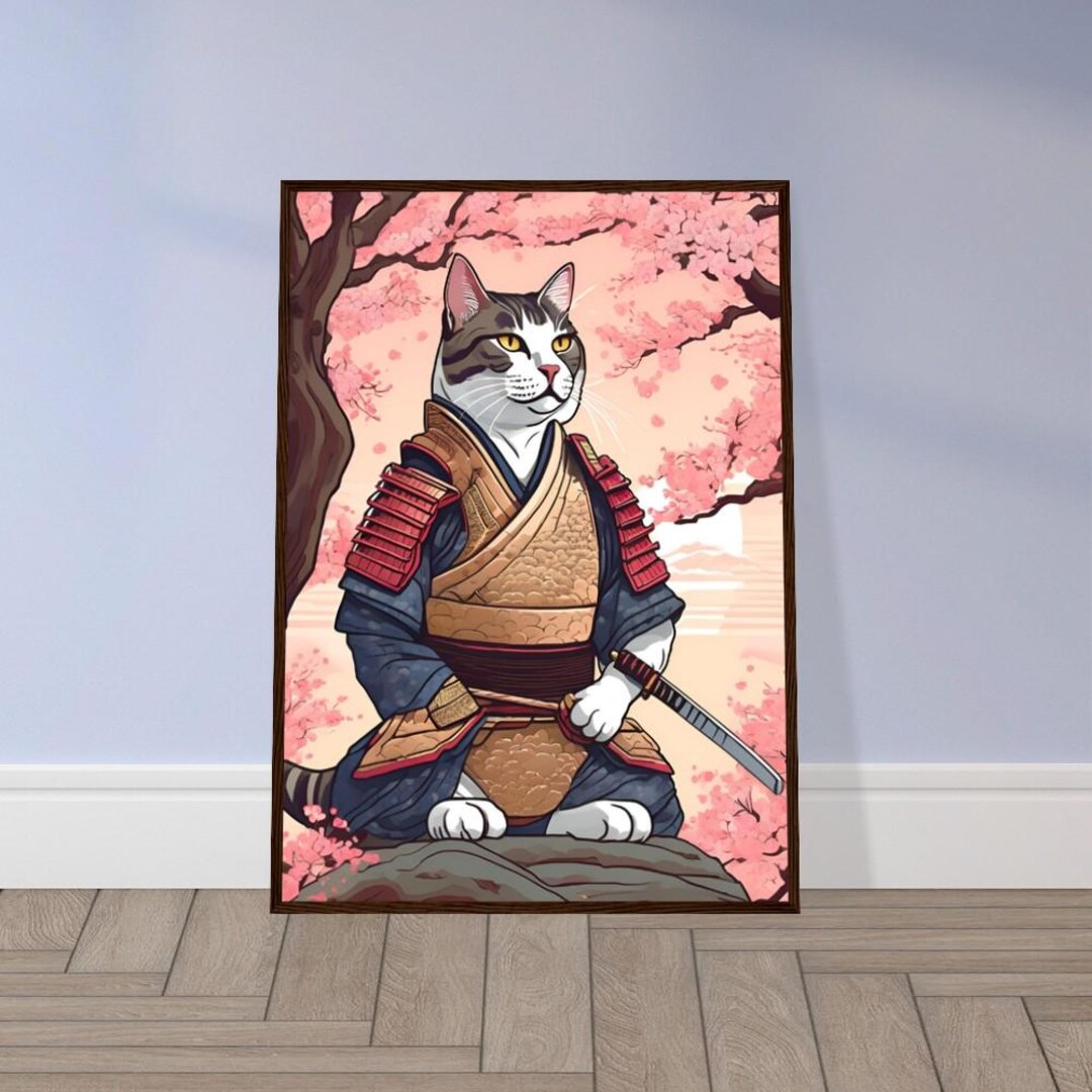 Samurai Cat Wall Art - Etsy
