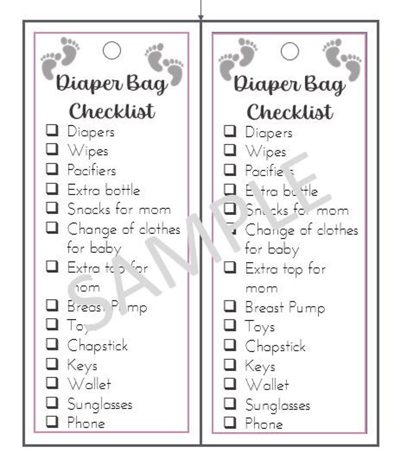 Diaper Bag Checklist - Etsy