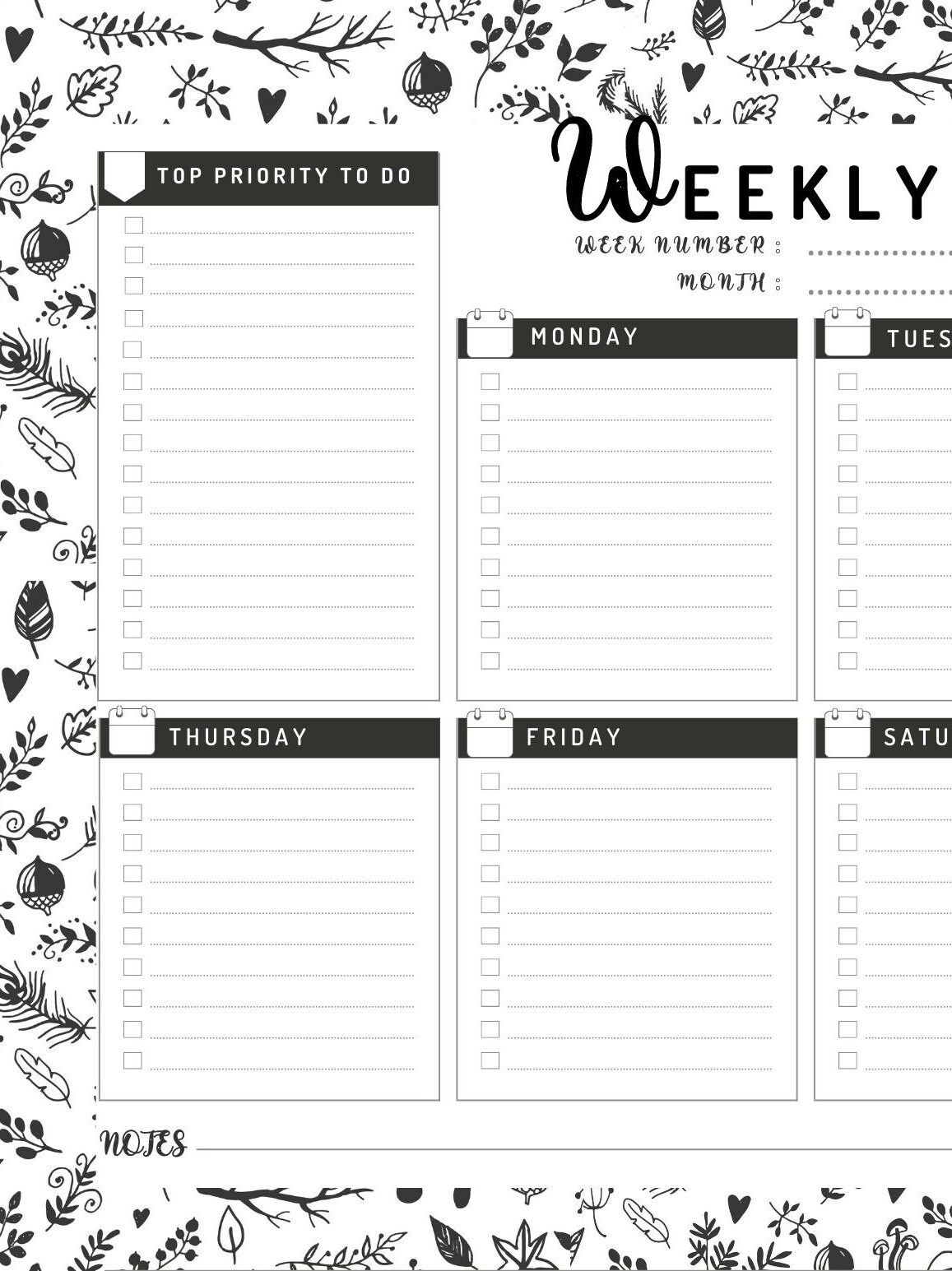 Weekly Planner Printable Landscape, Fall Weekly Schedule, Weekly ...