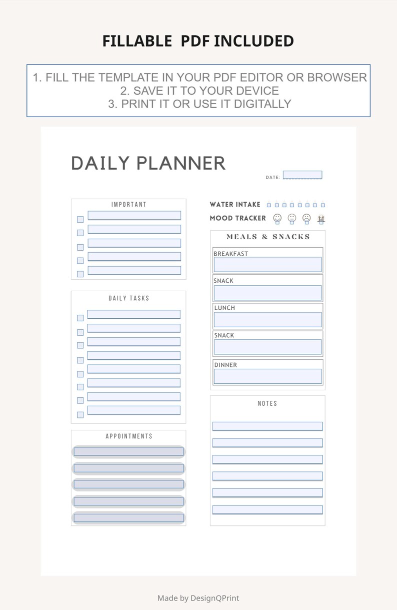 Daily Planner, Daily Routine Tracker, Mood Tracker, Routine Checklist ...
