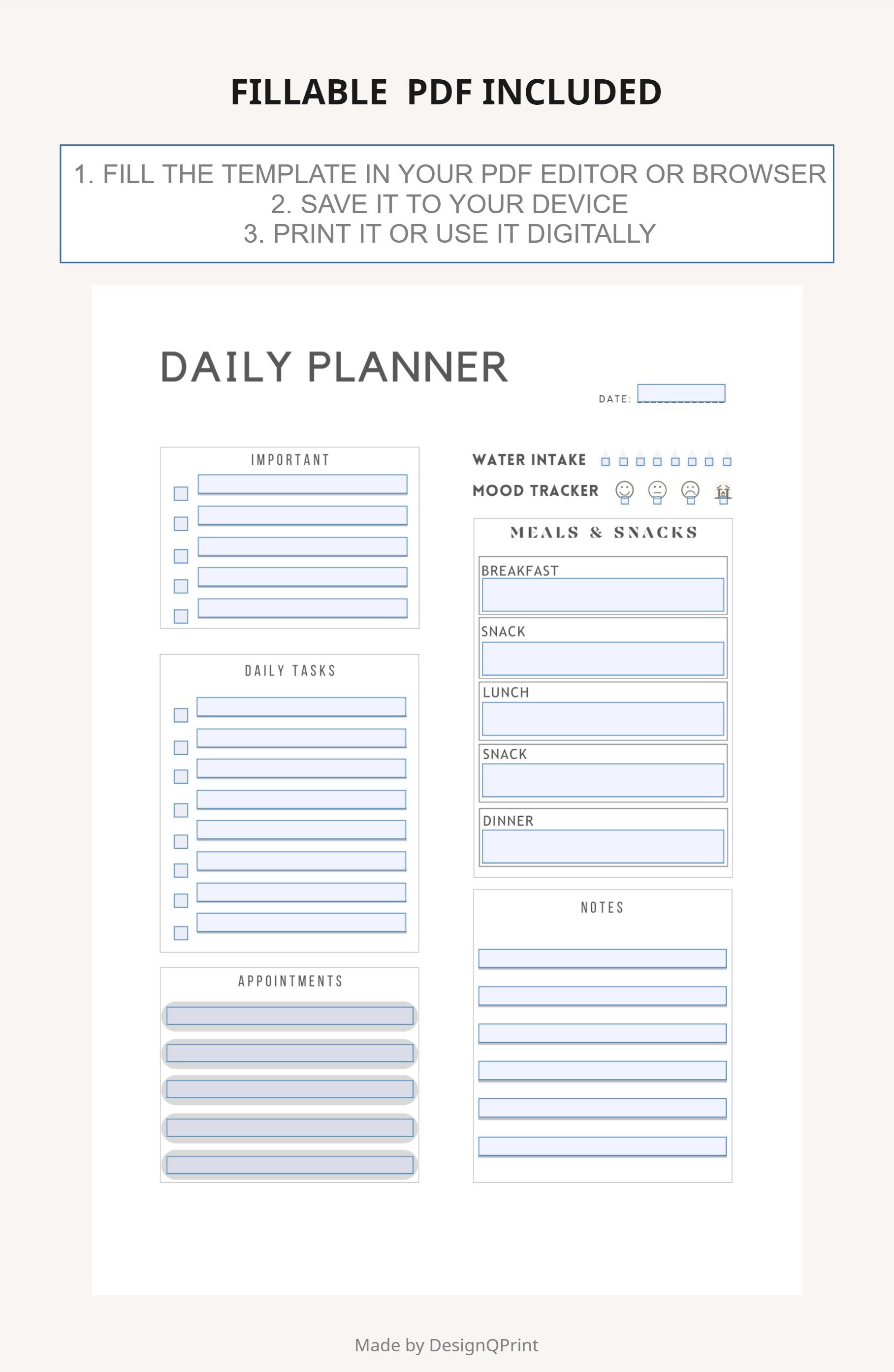 Daily Planner, Daily Routine Tracker, Mood Tracker, Routine Checklist ...
