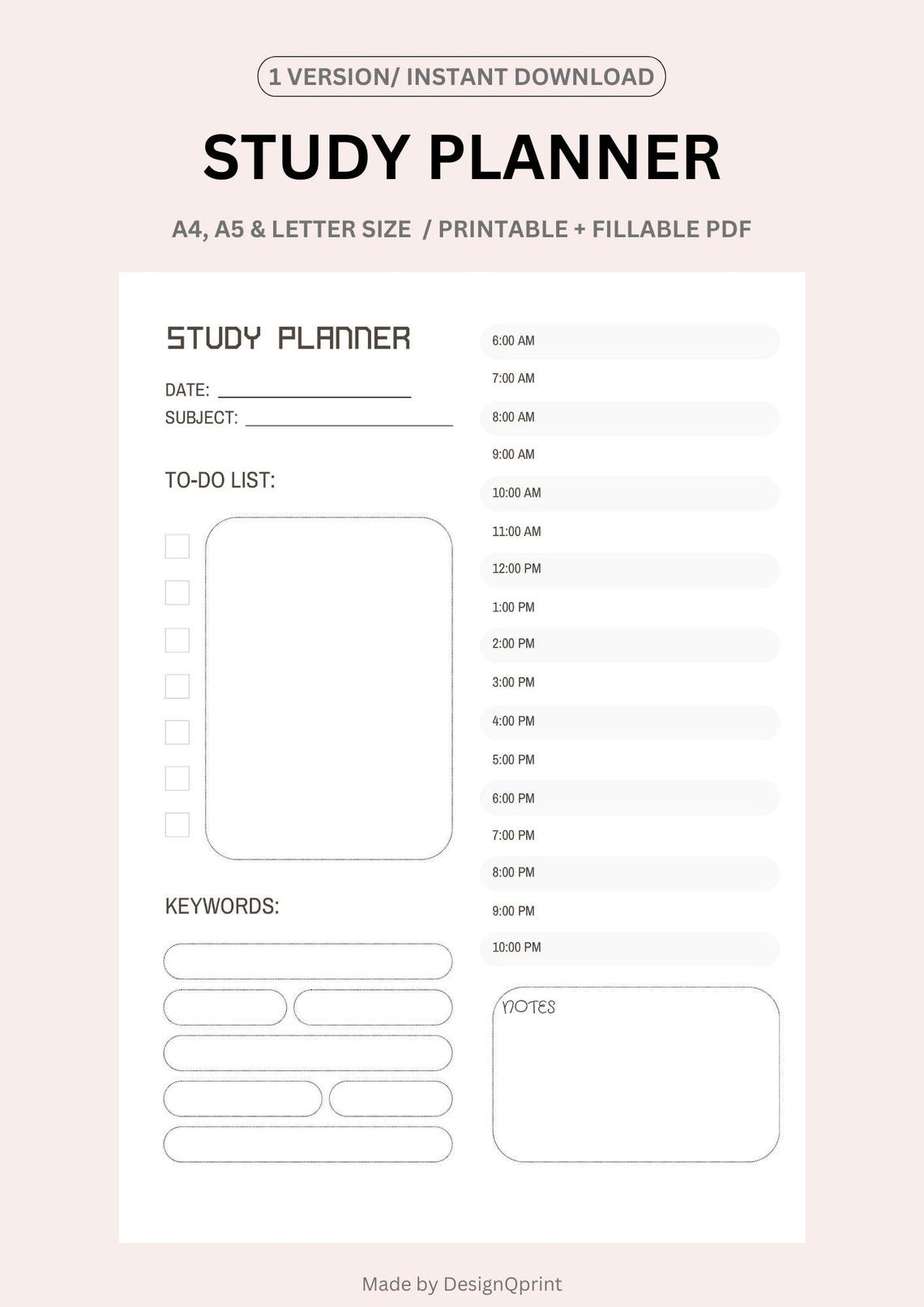 Study Planner, to Do List, Key Notes Organizer, Important Deadlines ...