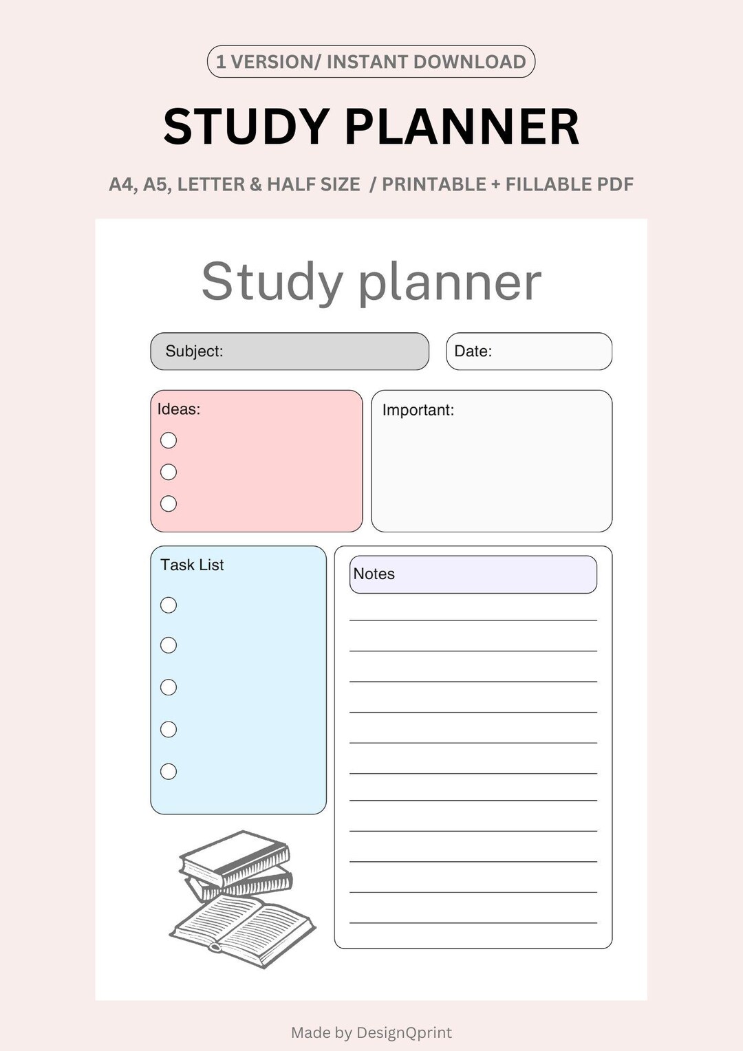 Study Planner, Study Ideas, Task List Checklist, Important Notes, Study ...