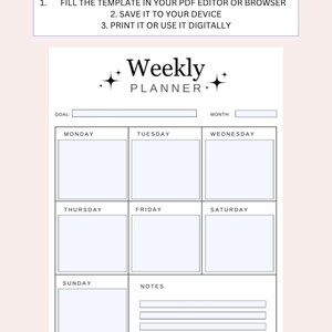 Weekly Planner, Goal Tracker, Productivity Tracker, Weekly Schedule ...