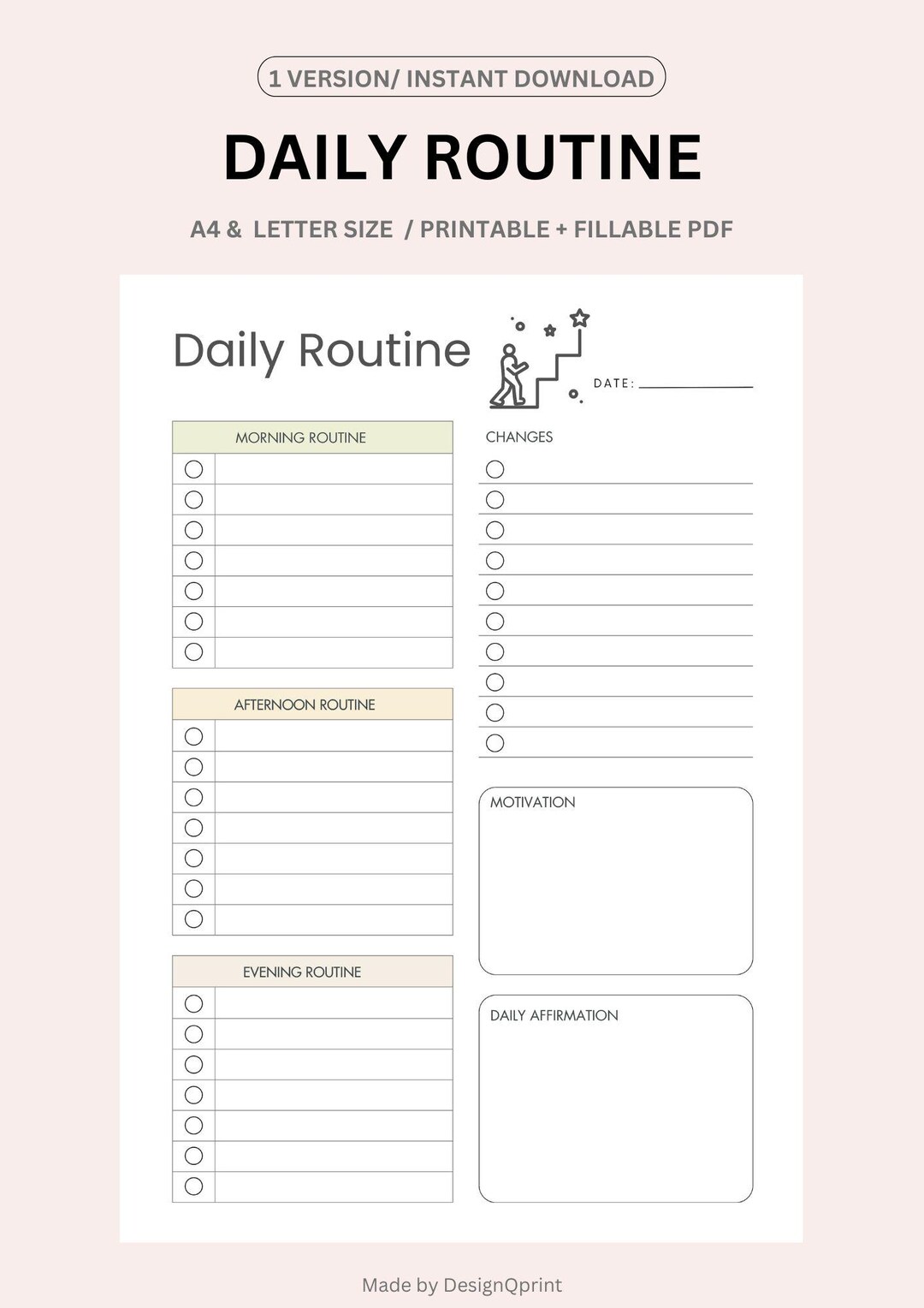 Daily Routine PDF, Daily Schedule, Morning/afternoon/evening List ...