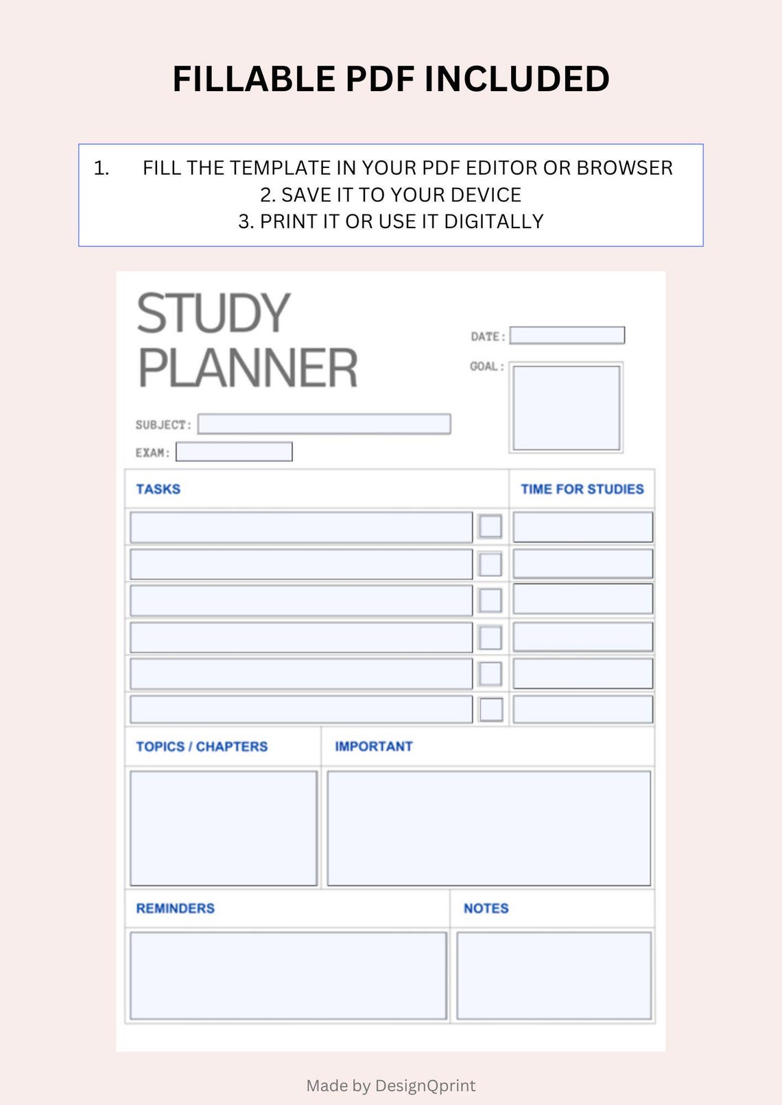Study Planner, Important Tasks, Exam Planner, Study Schedule, Time ...