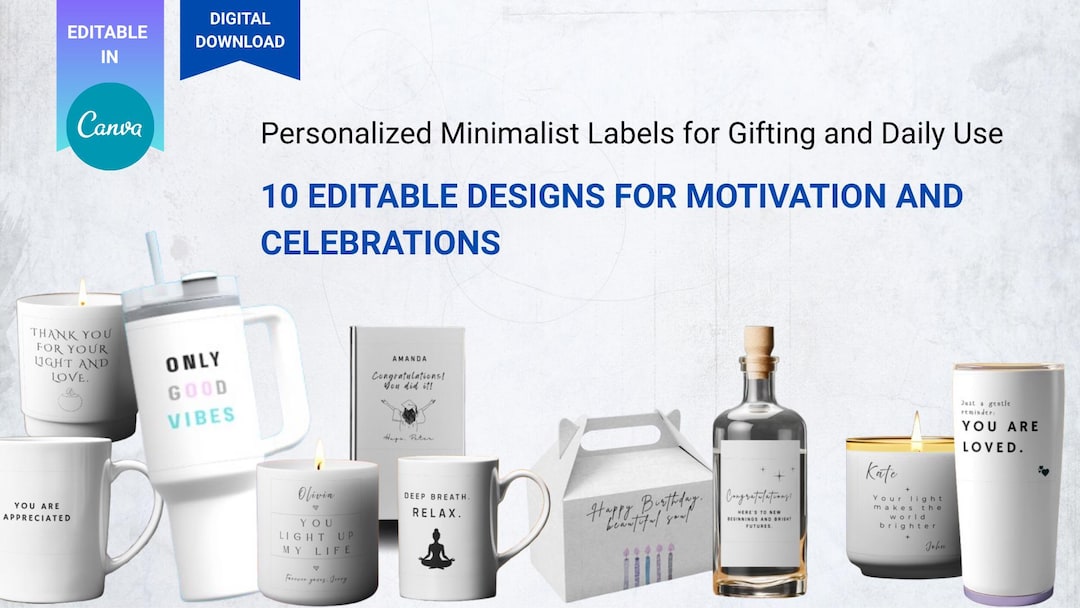 Minimalist Label Templates, 10 Editable Designs (canva, Digital ...