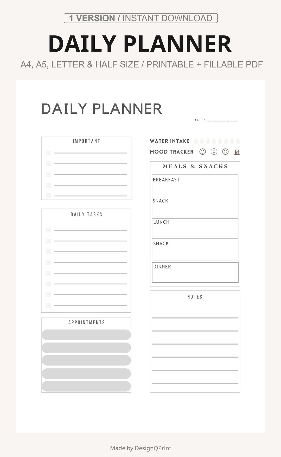Daily Planner, Daily Routine Tracker, Mood Tracker, Routine Checklist ...