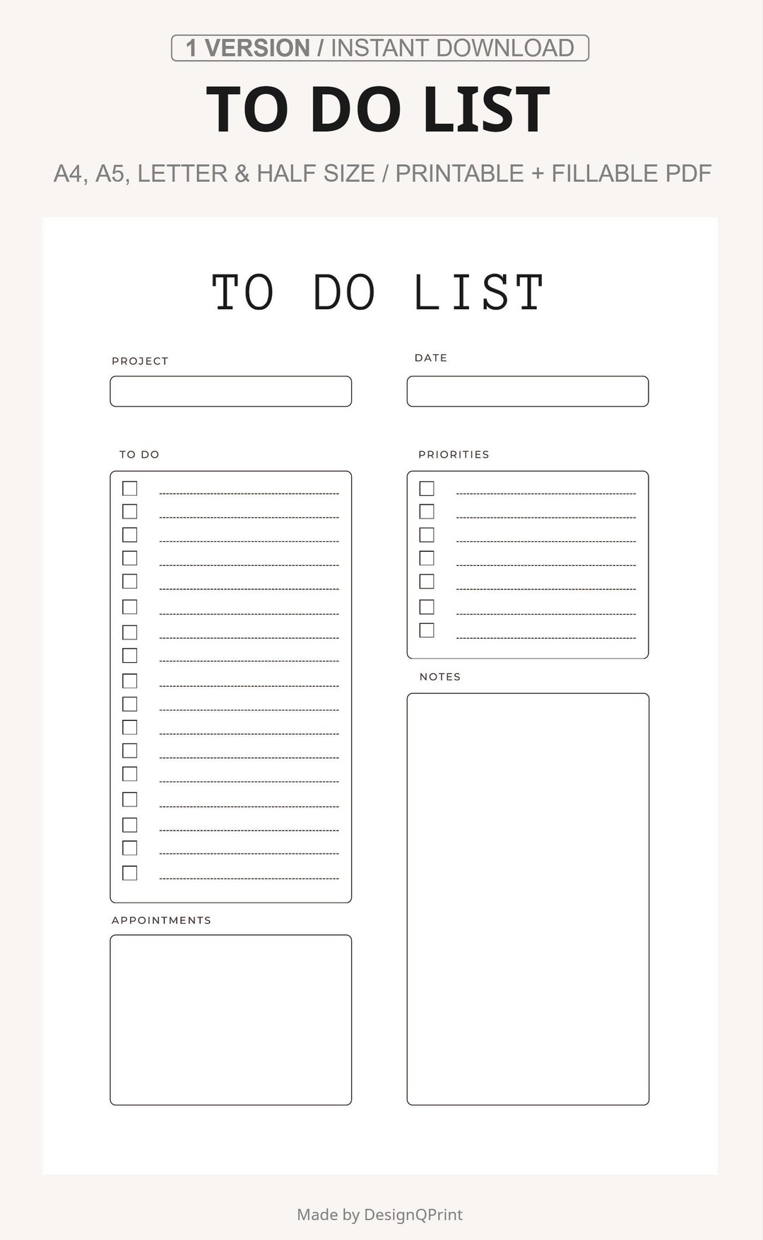 To-do List, Priority Notes, Tasks List, Project Management, Printable ...