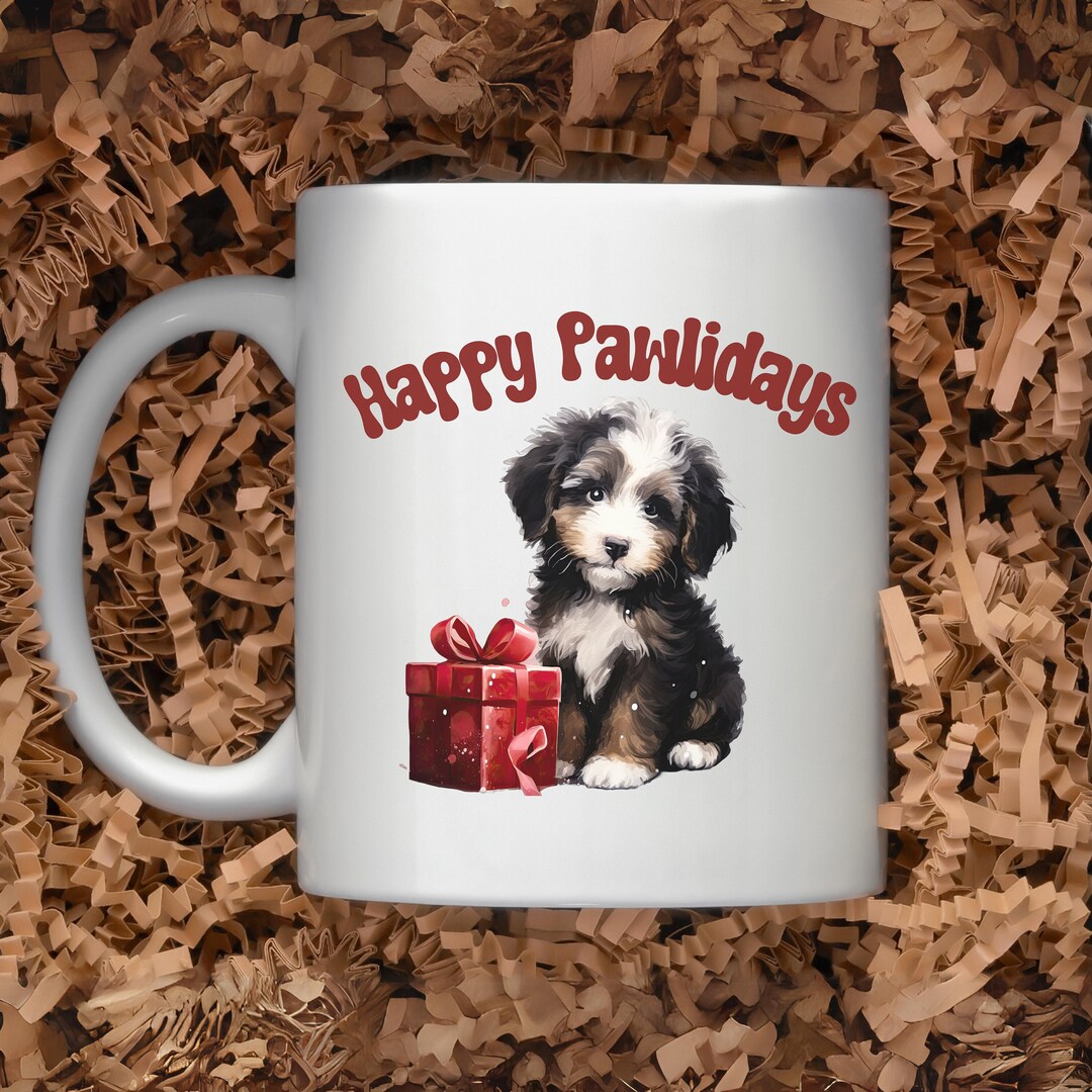 Bernedoodle Puppy Christmas Mug, Happy Pawlidays, Dog Lover Gift - Etsy